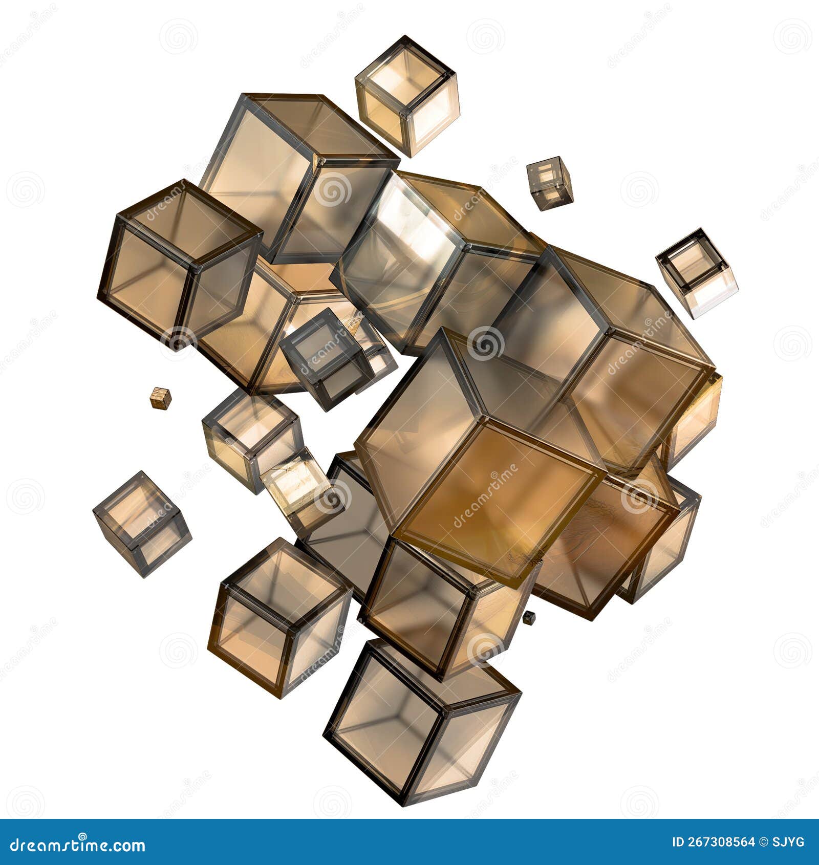 Gold Scattered Glassy Box Geometry Abstract, Dramatic, Passionate ...