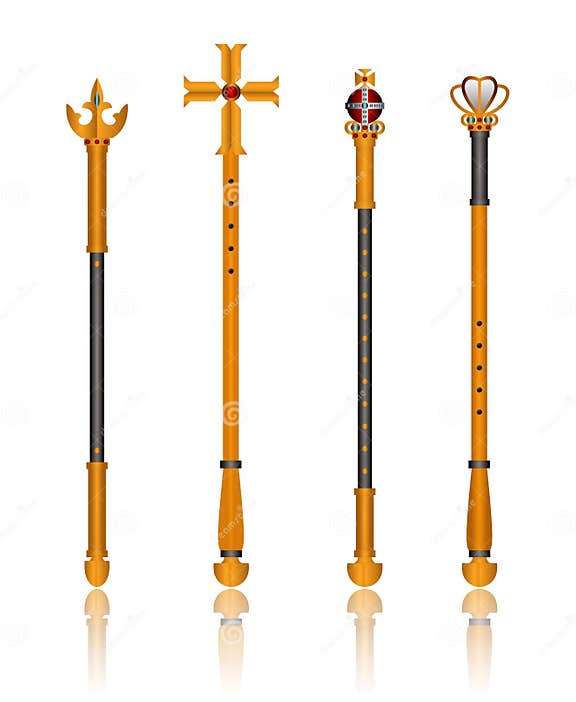 Gold Royal Scepters Wand for King and Queen Stock Illustration ...