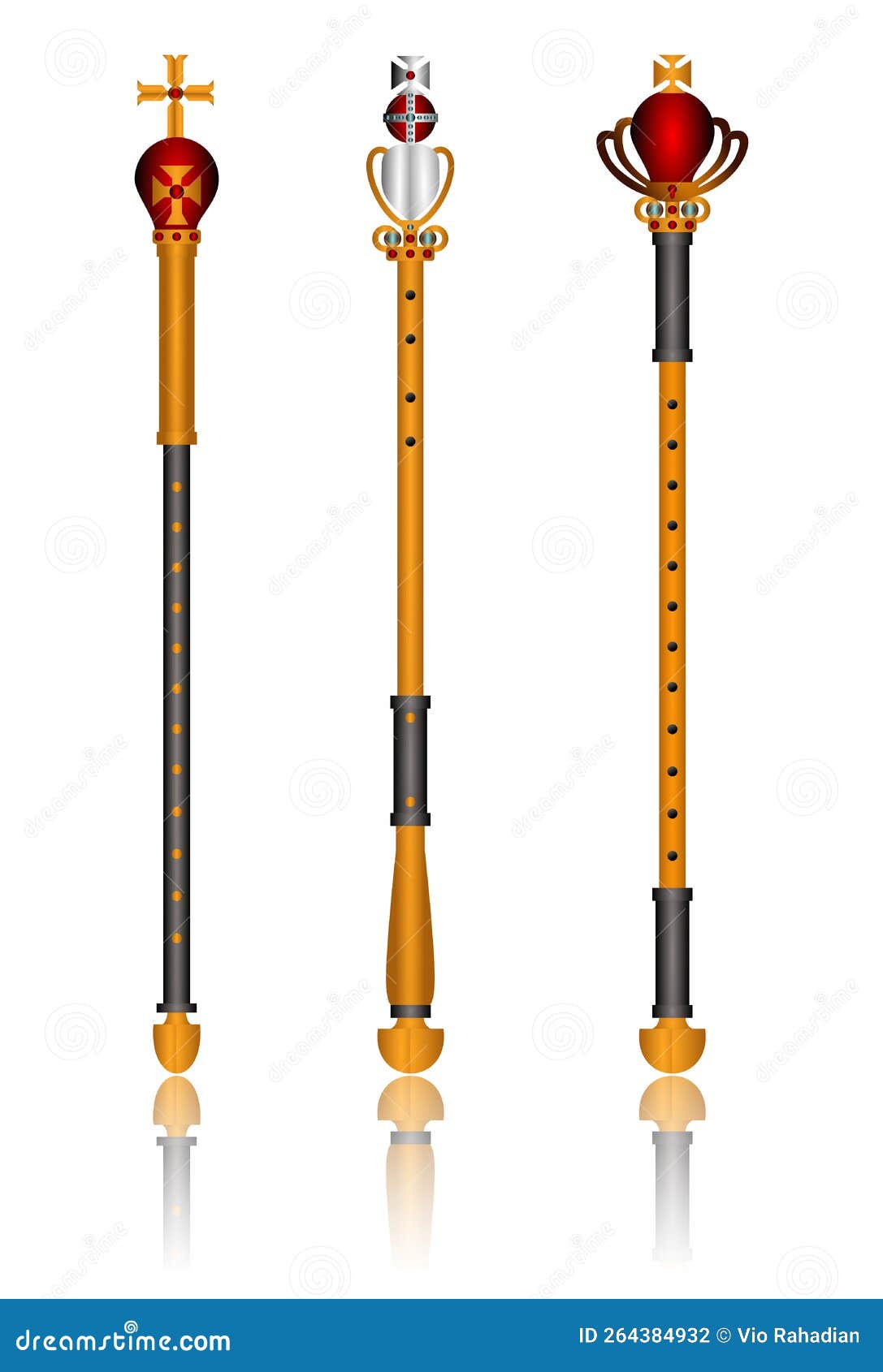 Gold Royal Scepters Wand for King and Queen Stock Illustration ...