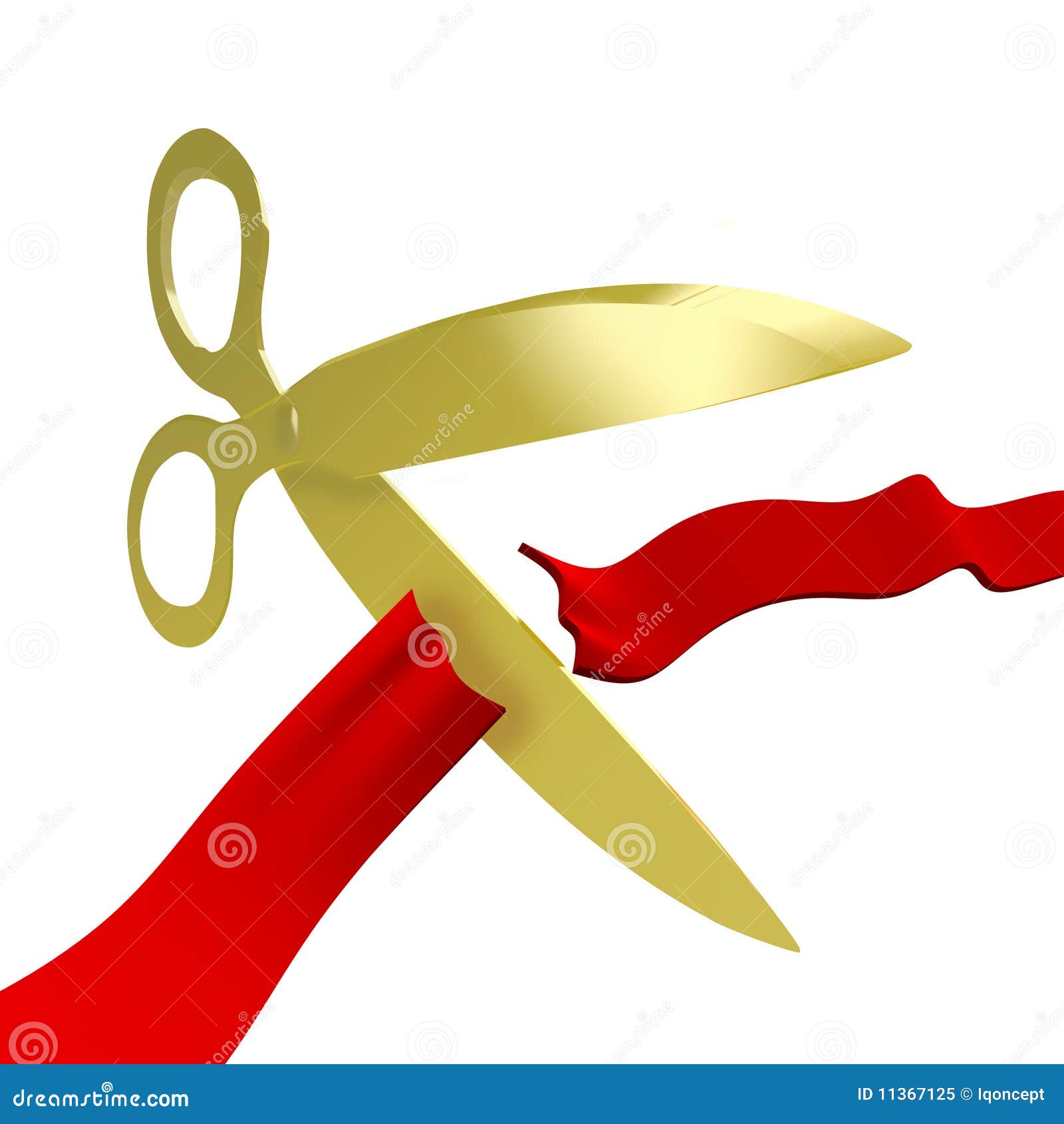 Gold Scissors Cutting Red Ribbon Stock Illustration - Illustration of ...