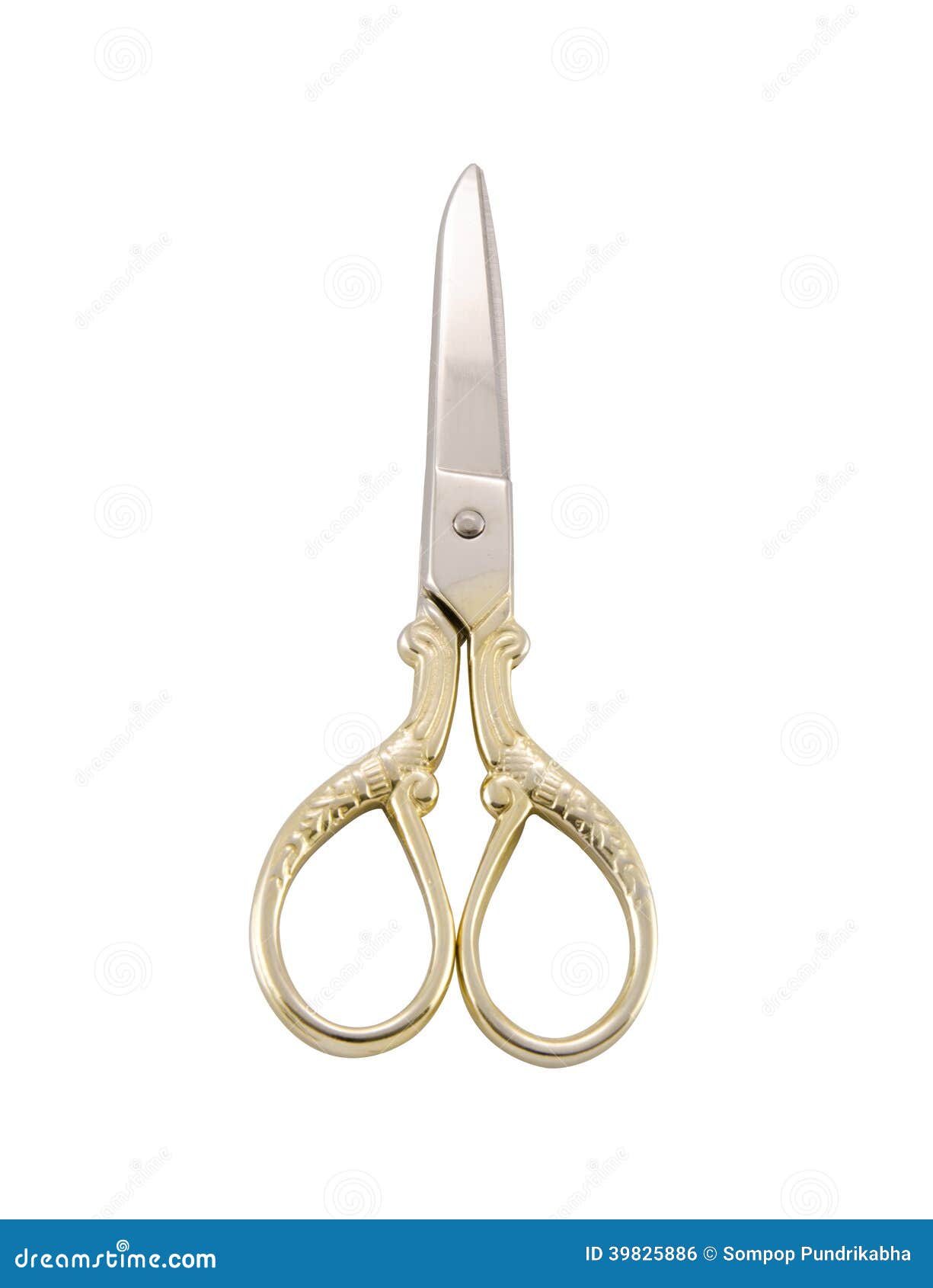 Gold Scissors on Isolated Background Stock Photo - Image of personal ...