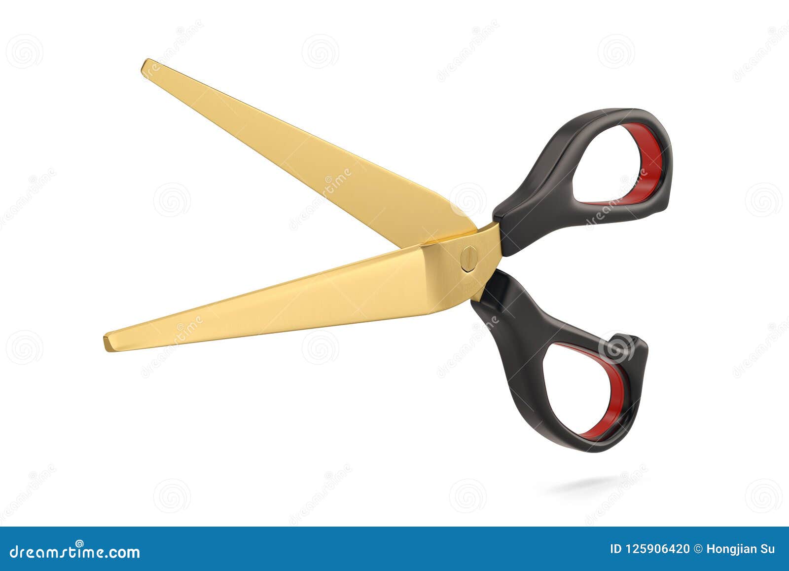 Gold Scissors on White Background.3D Illustration. Stock Illustration ...