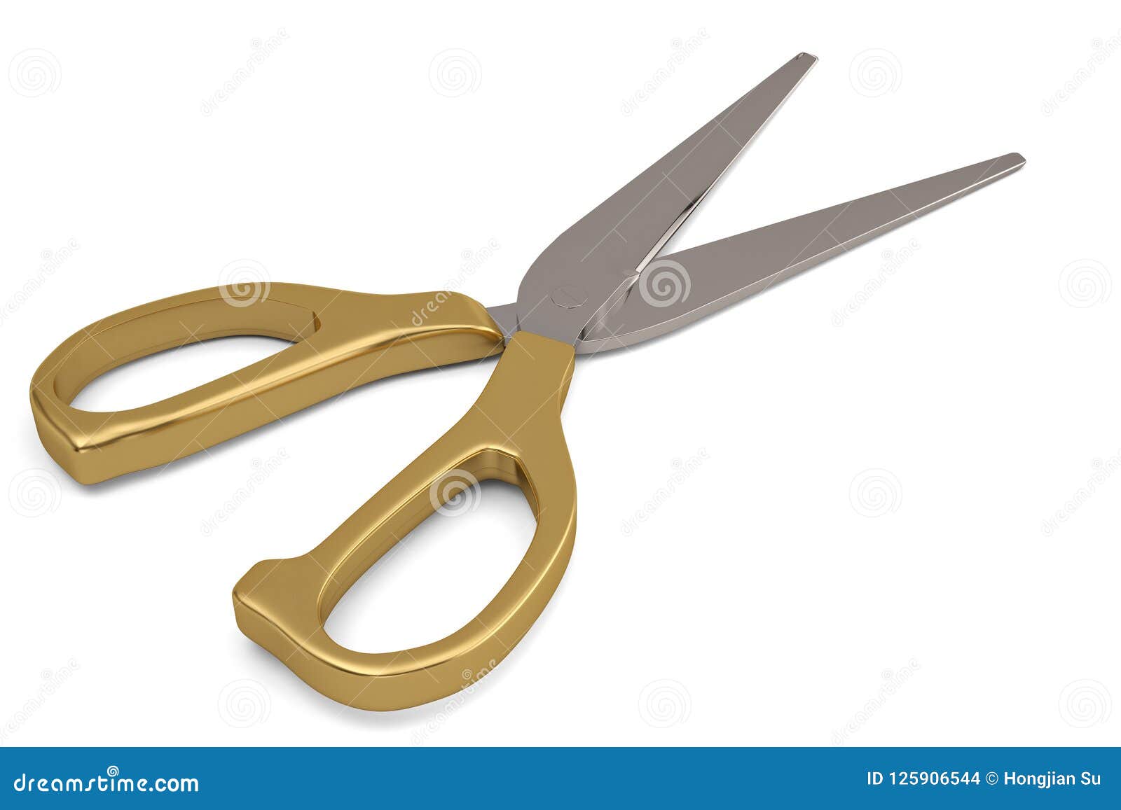 Gold Scissors on White Background.3D Illustration. Stock Illustration ...