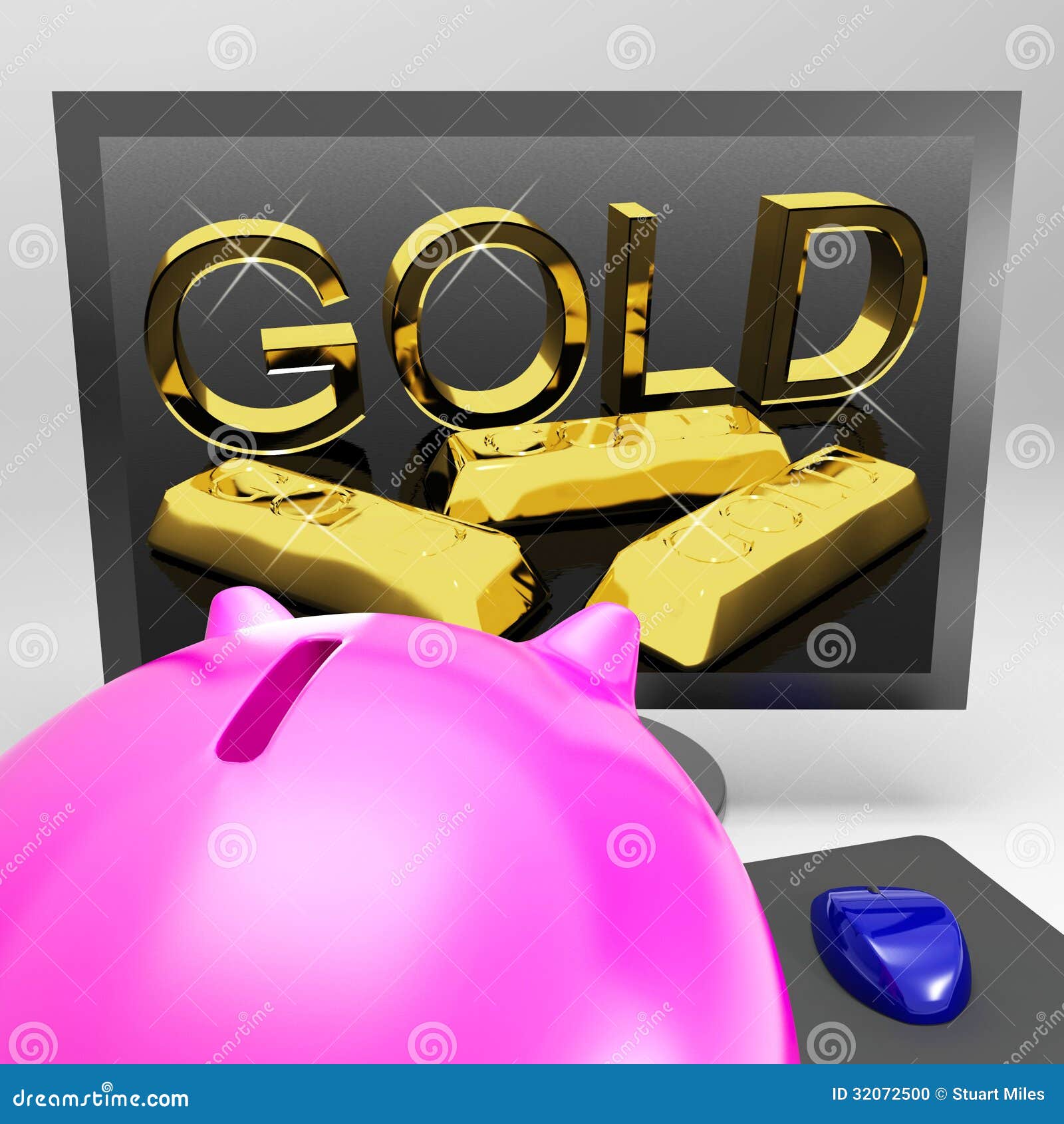 Gold Screen Shows Wealth and Financial Treasure Stock Illustration ...
