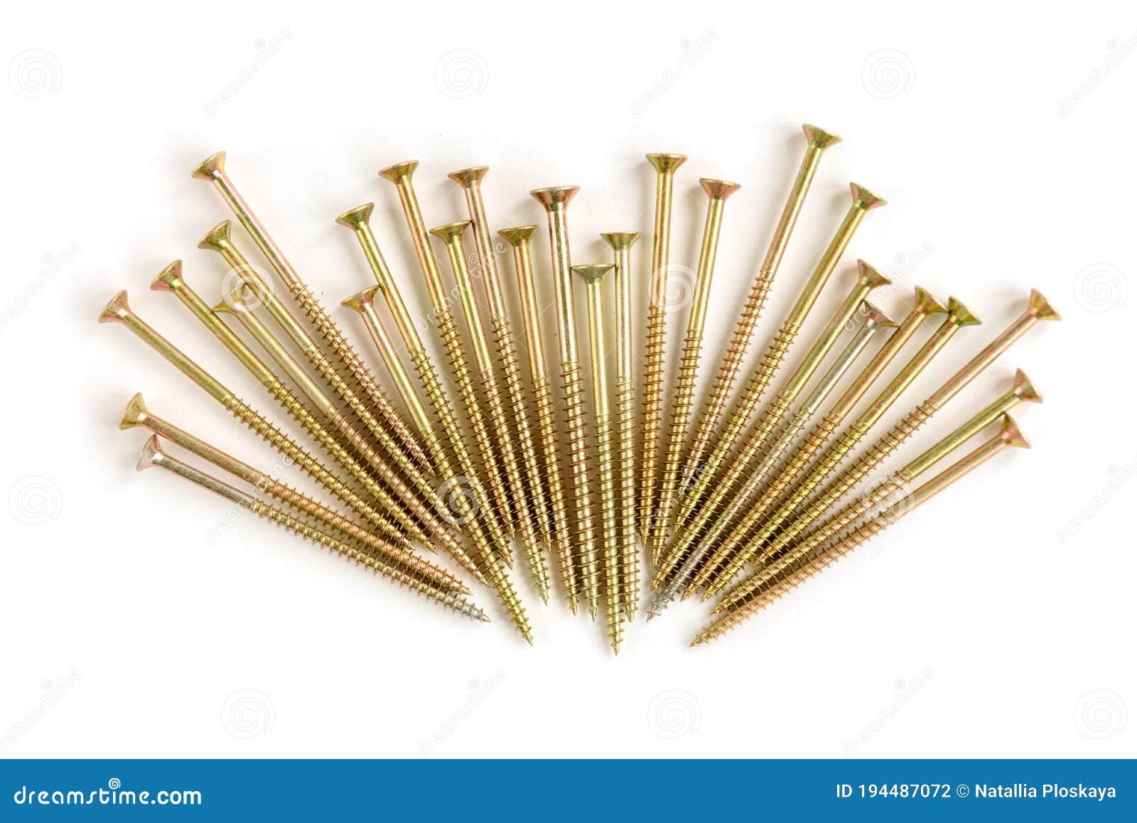 Gold Screws Isolated on White Background Stock Photo - Image of home ...