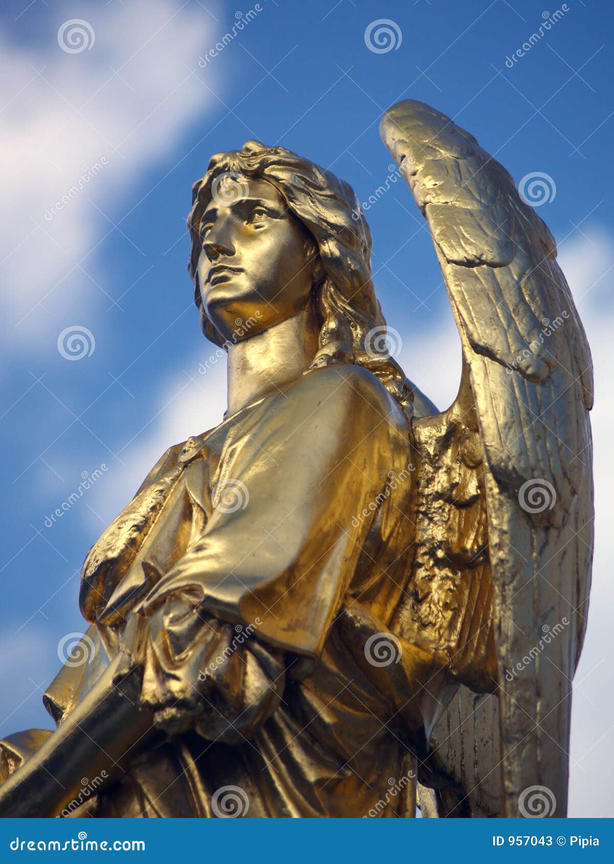 Gold sculpture of an angel stock image. Image of outdoor - 957043