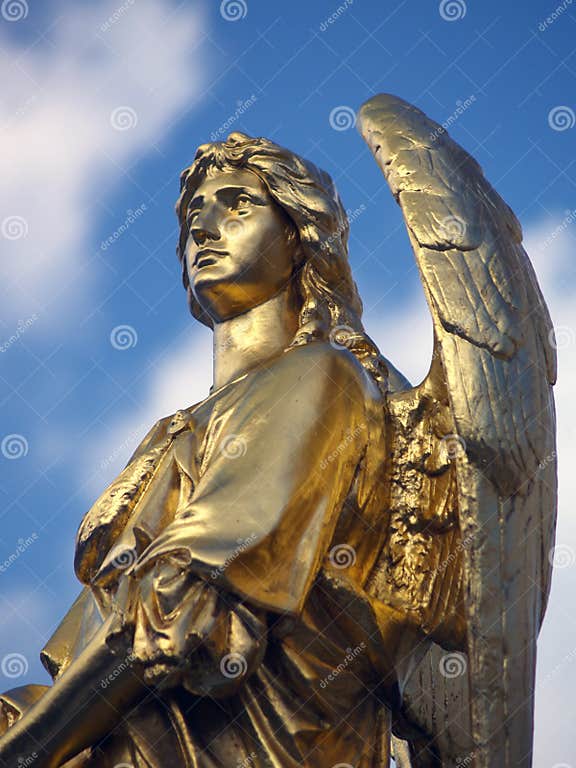 Gold sculpture of an angel stock image. Image of outdoor - 957043