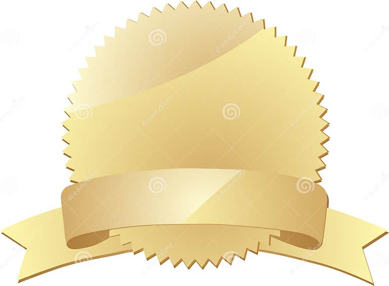 Gold seal with banner stock vector. Illustration of award - 19555351