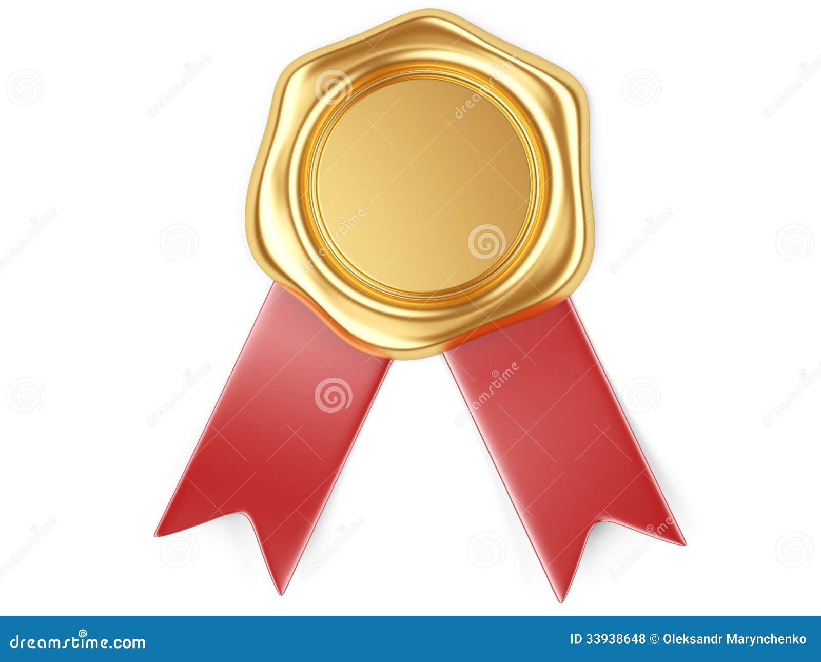 Gold seal with red ribbon stock illustration. Illustration of retro ...