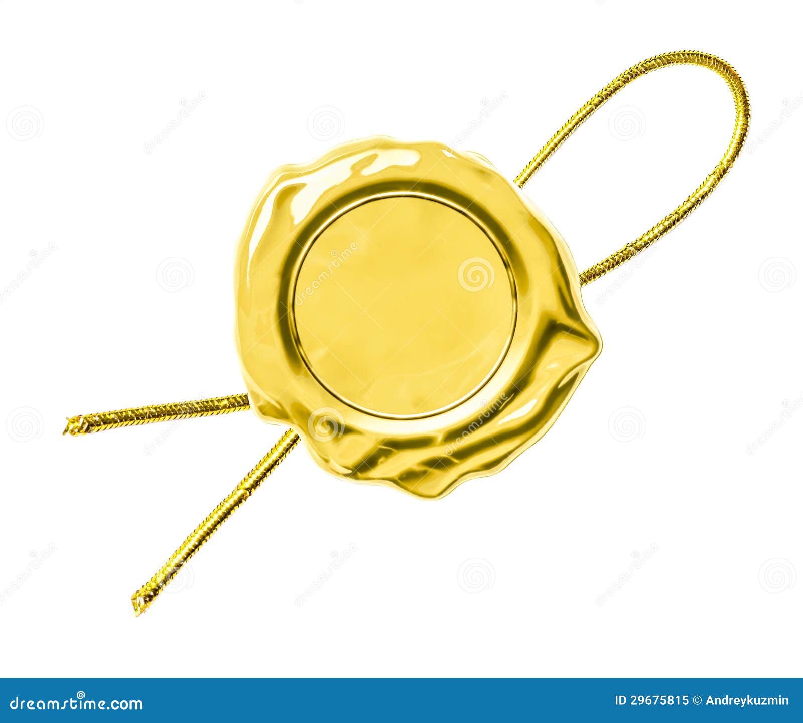 Gold Seal or Tag with Thread Stock Image - Image of postage, insurance ...