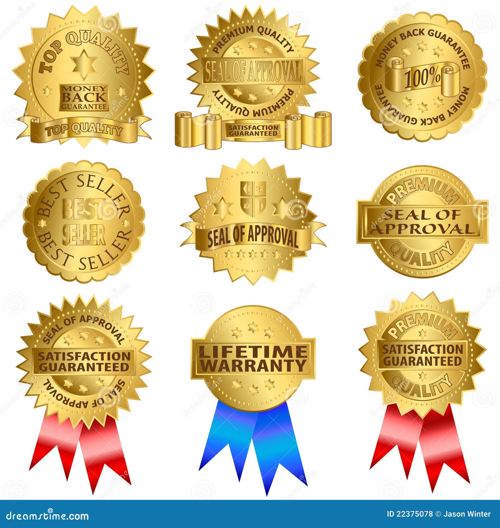 Gold seals stock vector. Illustration of quality, metallic - 22375078