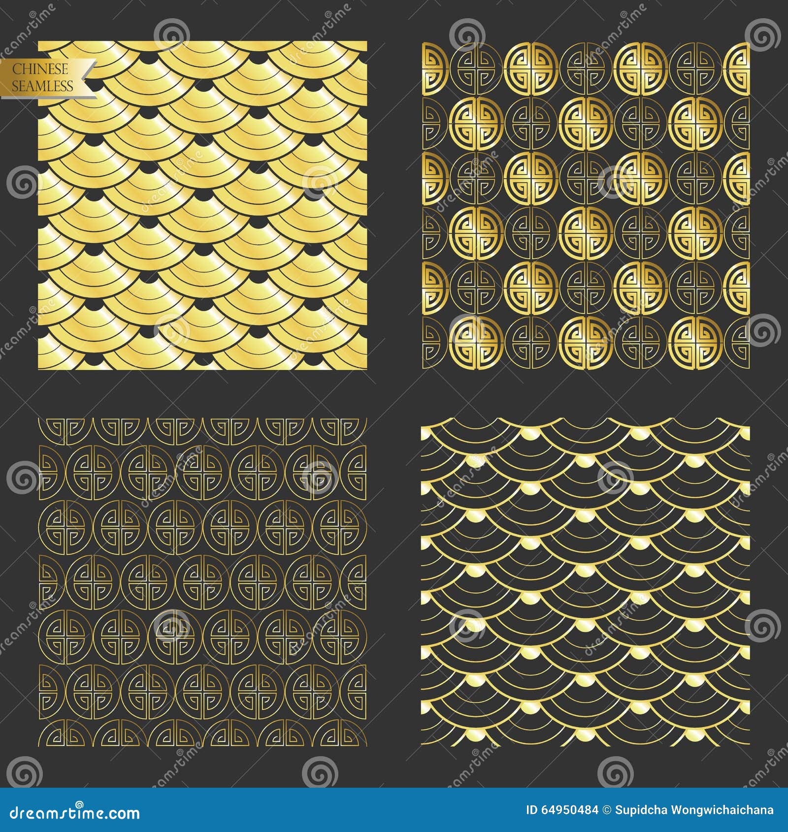 Gold Seamless Chinese Pattern Stock Vector - Illustration of element ...