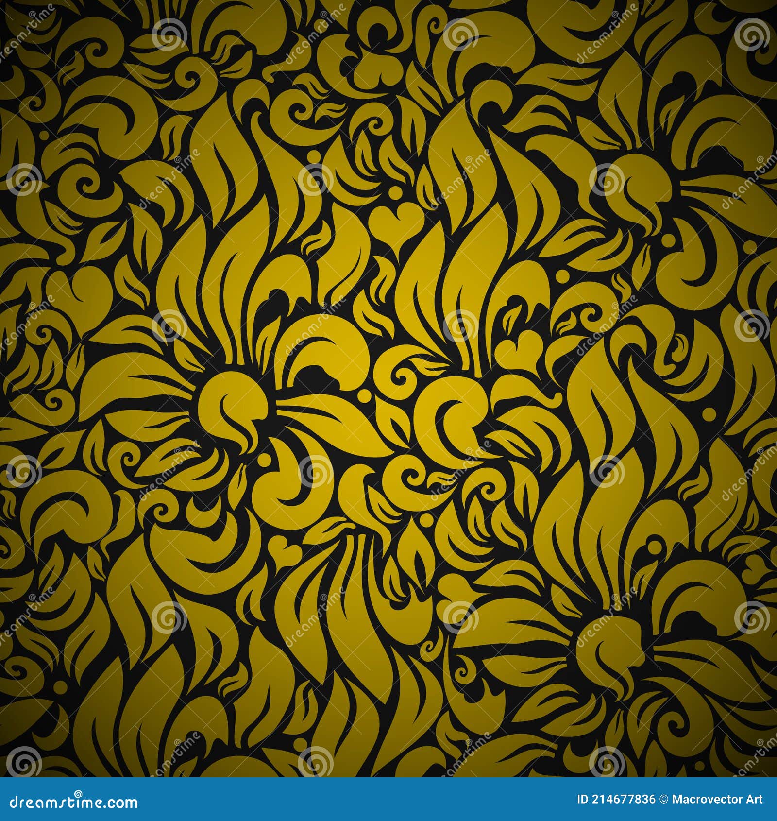 Gold Seamless Floral Background Design Vector Illustration Stock Vector ...