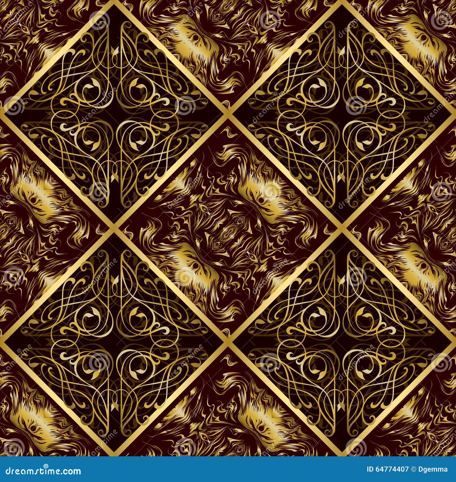 Gold seamless pattern. stock vector. Illustration of ornate - 64774407