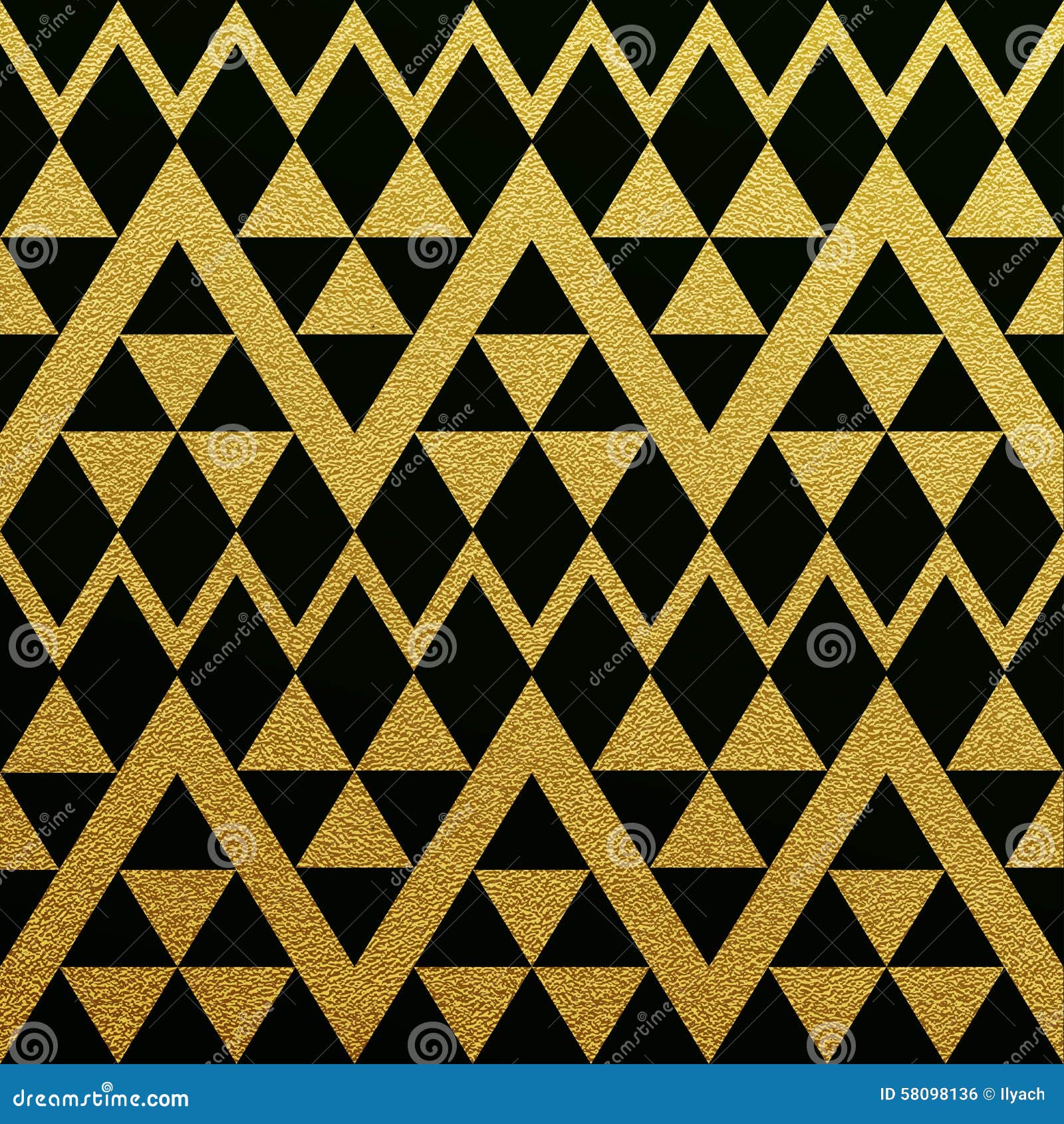 Gold Seamless Pattern of Triangles on Black Background Stock Vector ...