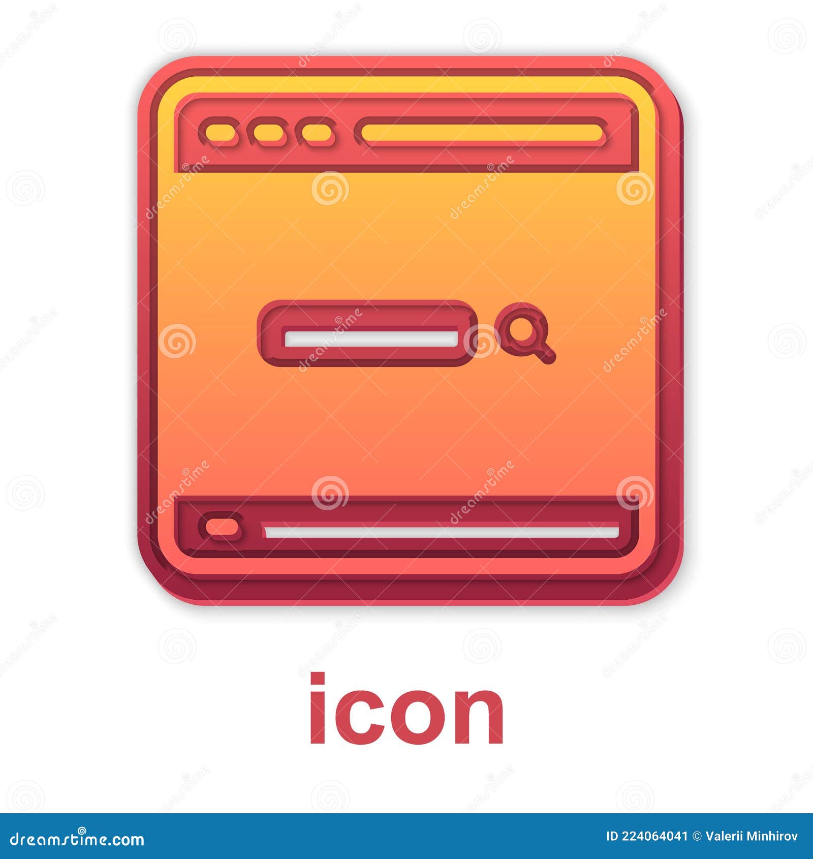 Gold Search Engine Icon Isolated on White Background. Vector Stock ...