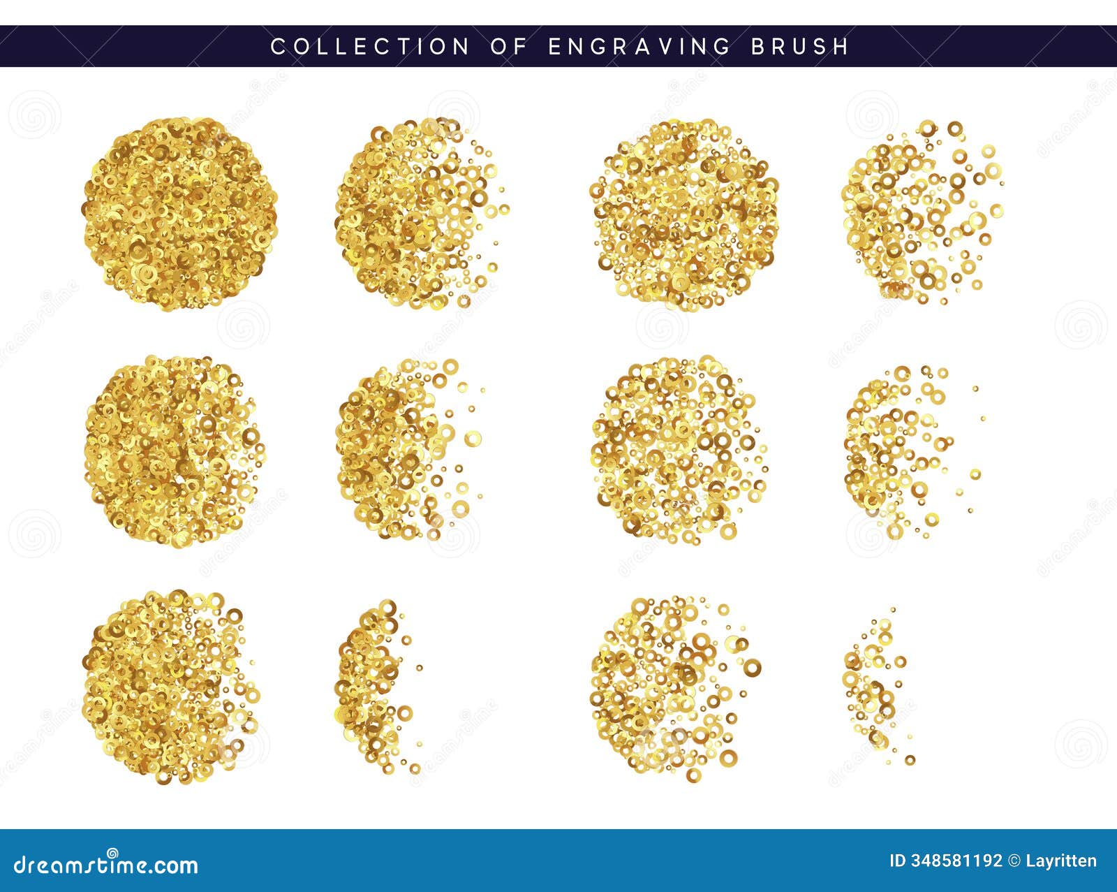 Gold Sequins Texture. Set Brush Stipple Pattern for Design Stock Illustration - Illustration of ...
