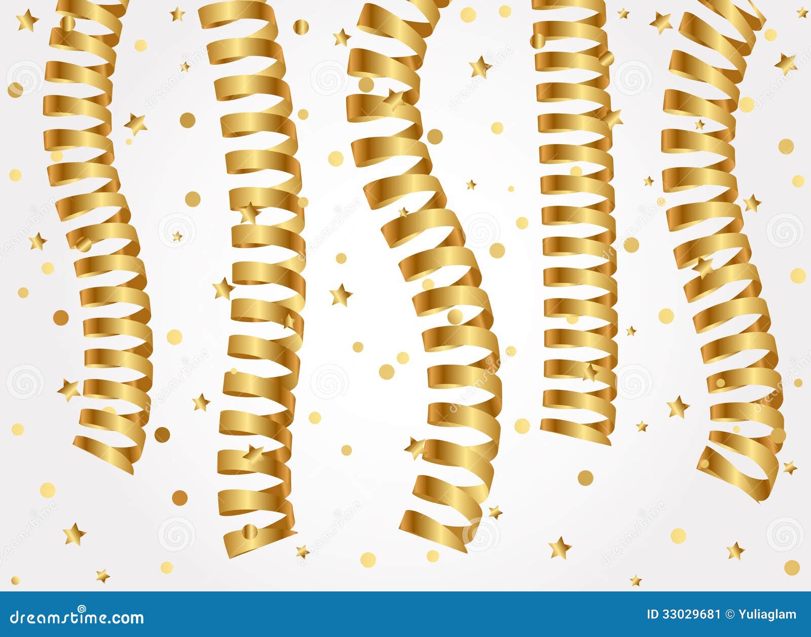 Gold serpentine ribbons stock vector. Illustration of party - 33029681