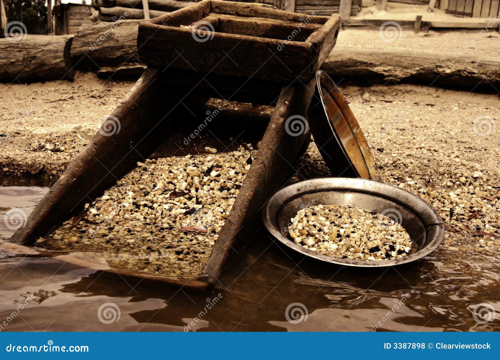 Gold shaker and pan stock photo. Image of searching, gravel - 3387898