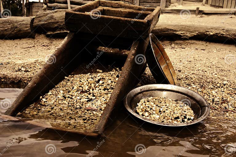 Gold shaker and pan stock photo. Image of searching, gravel - 3387898
