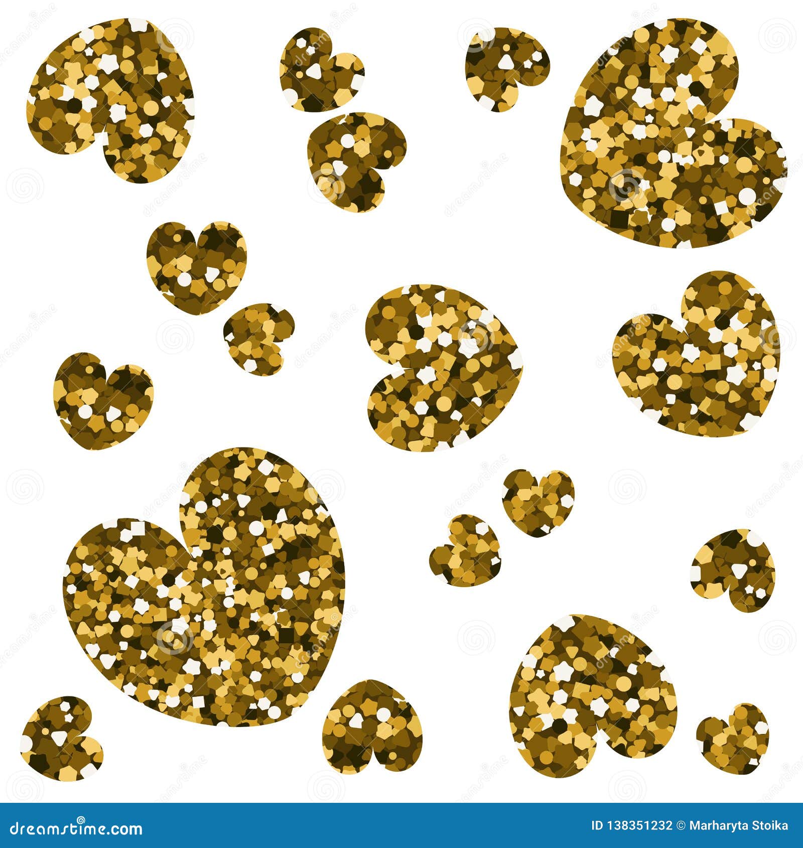 Gold shape of hearts stock vector. Illustration of greeting - 138351232