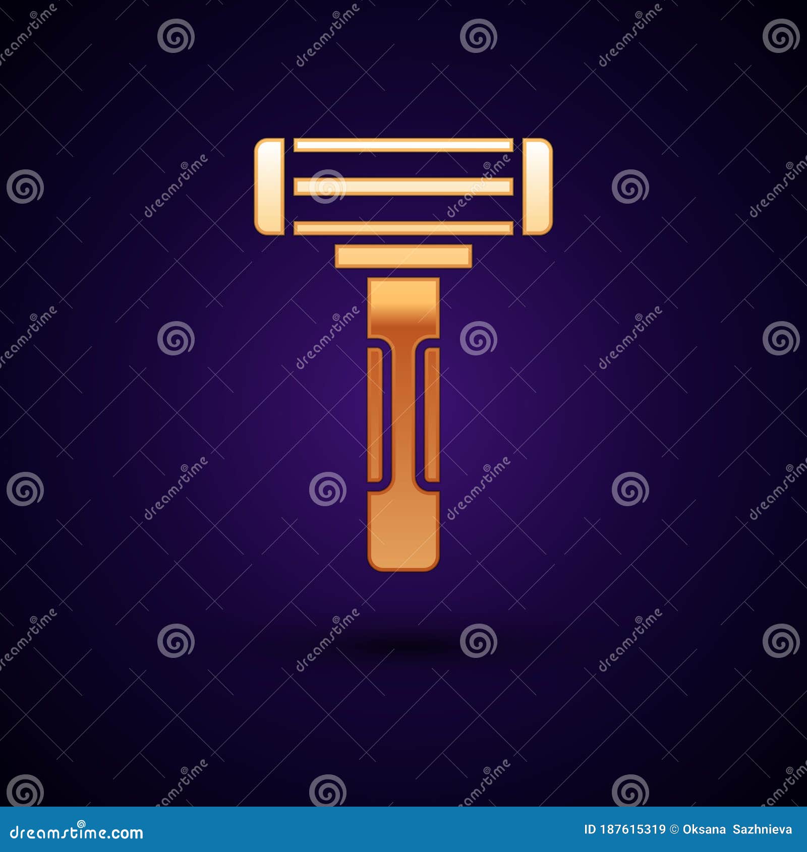 Gold Shaving Razor Icon Isolated on Dark Blue Background. Vector ...