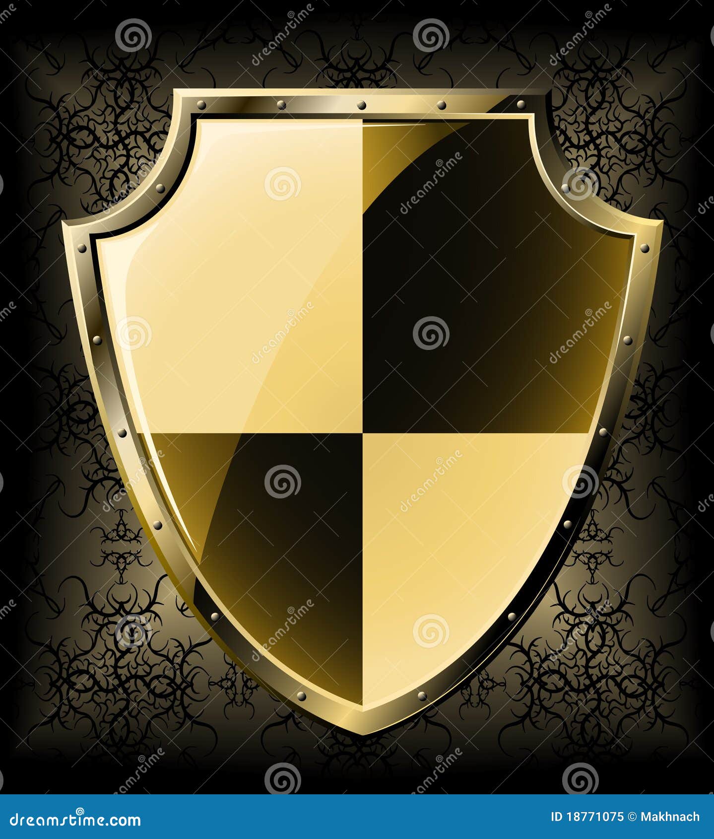 Gold Shield Frames Set Vector Illustration. Realistic Isolated Golden ...