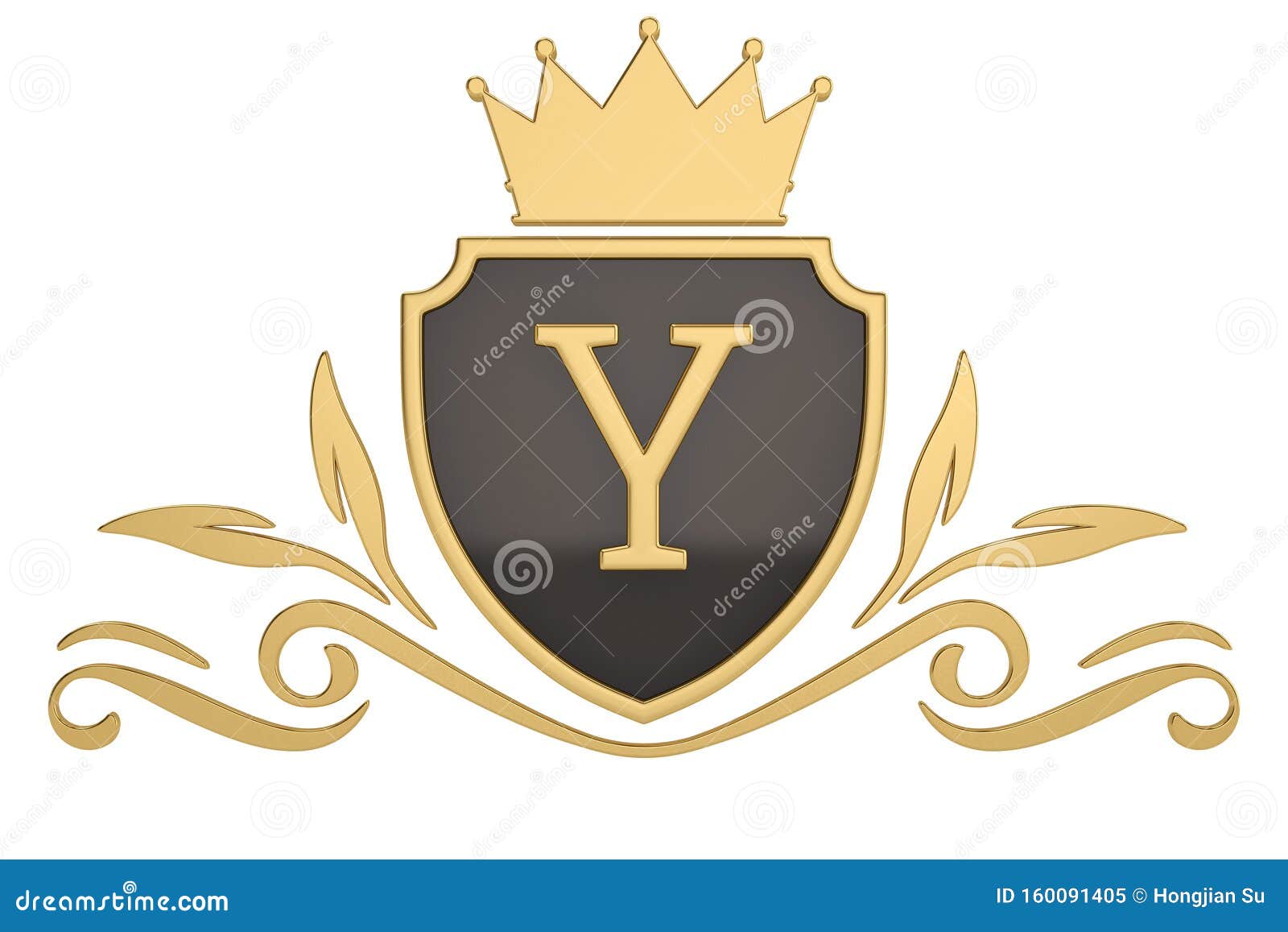 Gold Shield Alphabet Isolated on White Background. 3d Illustration ...