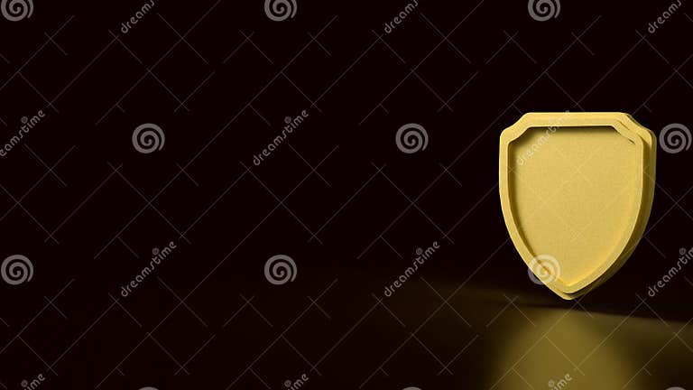The Gold Shield on Black Background for Security Concept 3d Rendering ...