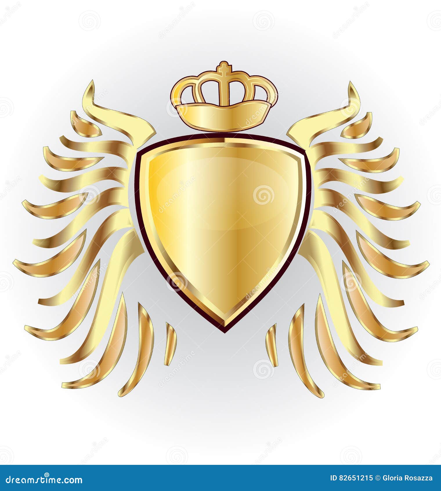 Gold Shield Crown and Wings Stock Vector - Illustration of armed ...