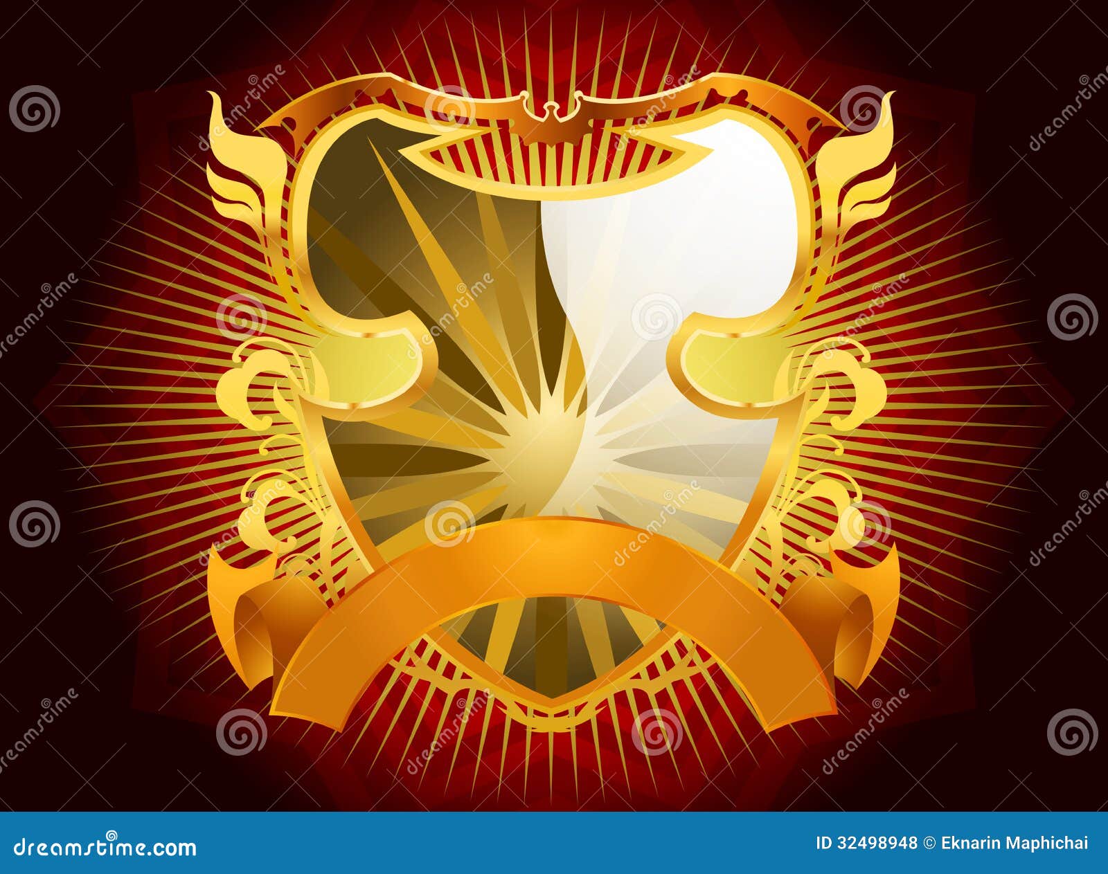 Gold shield design stock illustration. Illustration of label - 32498948