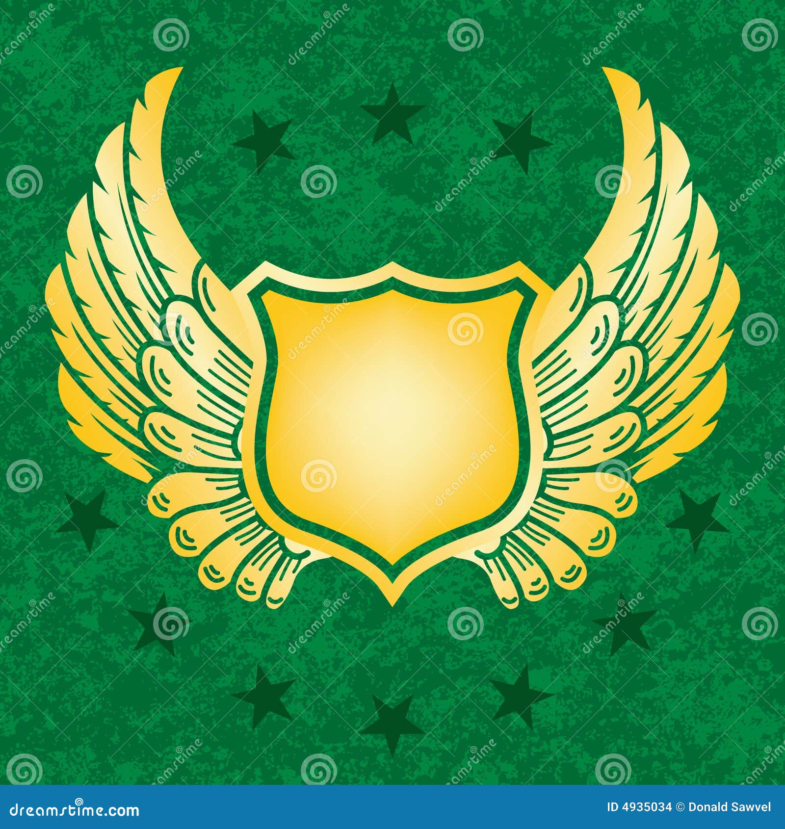 Gold Shield with Green Grunge Background Stock Vector - Illustration of ...