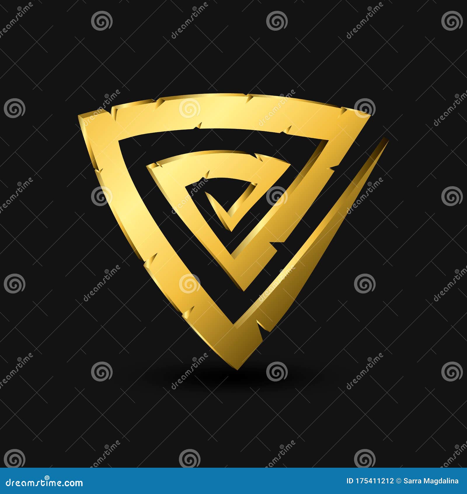 Gold shield logo . stock vector. Illustration of geometry - 175411212