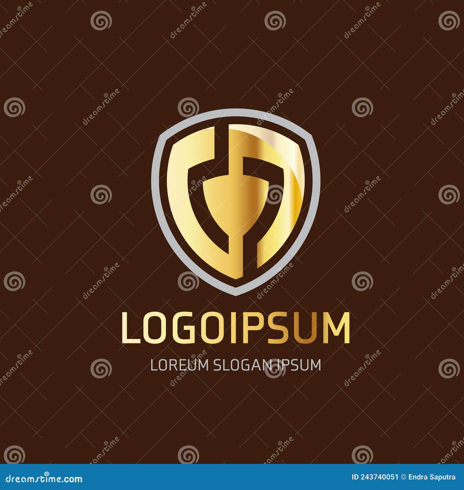 Gold shield logo stock vector. Illustration of royal - 243740051