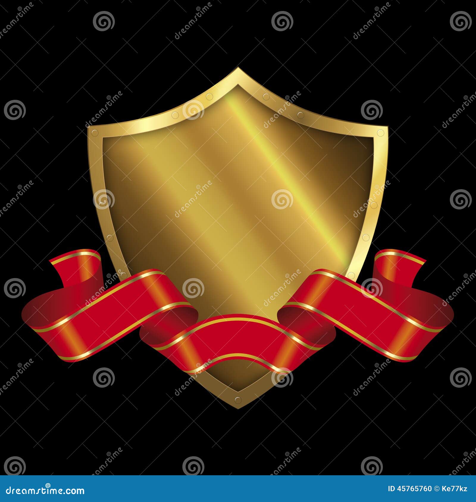 Gold Shield and Red Ribbon. Stock Illustration - Illustration of design ...