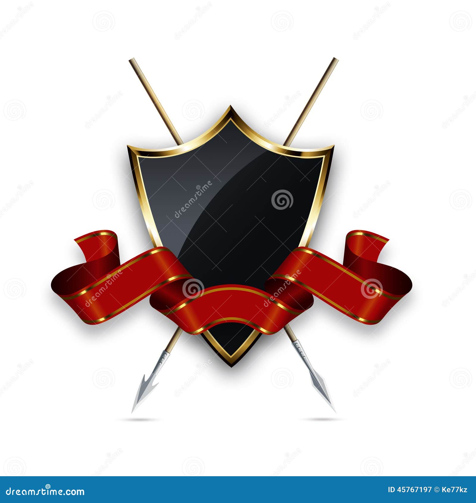 Gold Shield and Red Ribbon. Stock Illustration - Illustration of white ...
