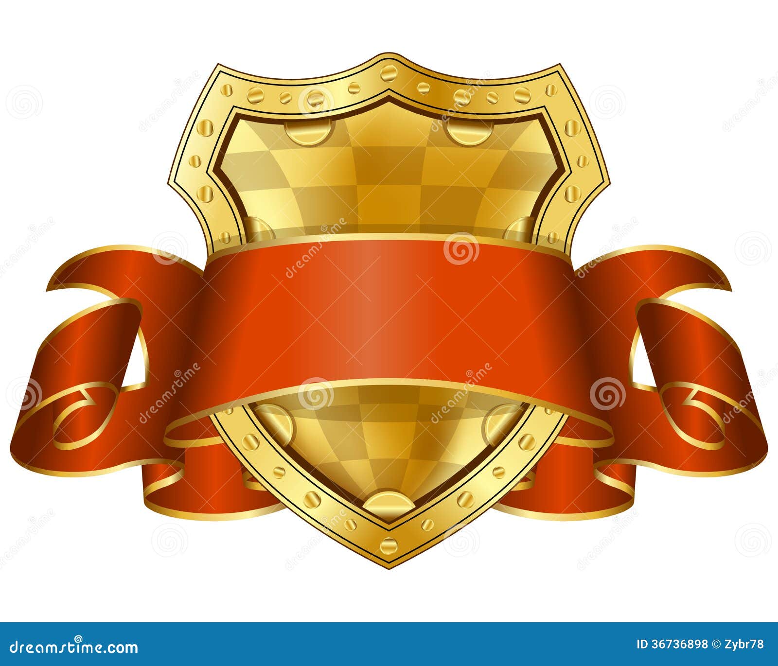 Gold Shield with Red Ribbon Stock Vector - Illustration of retro ...