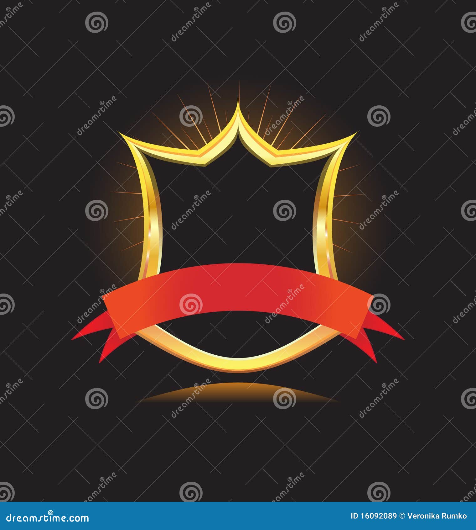Gold shield with ribbon stock vector. Illustration of element - 16092089
