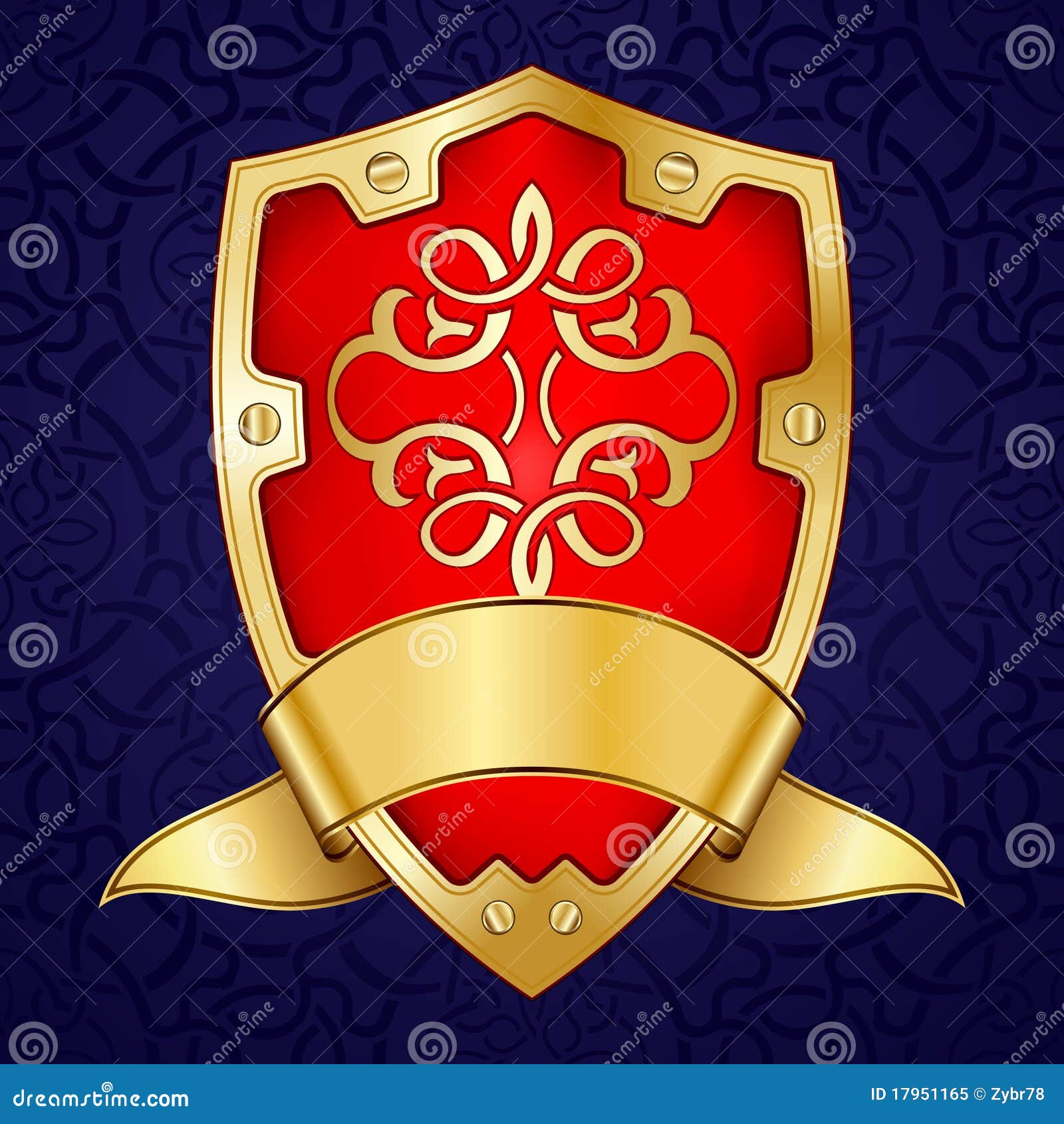 Gold shield with ribbon stock vector. Illustration of insignia - 17951165