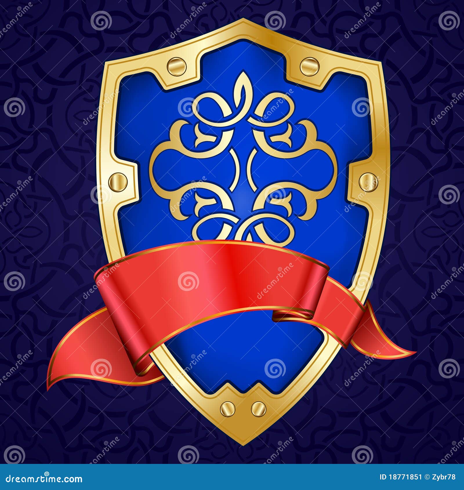 Gold shield with ribbon stock vector. Illustration of design - 18771851