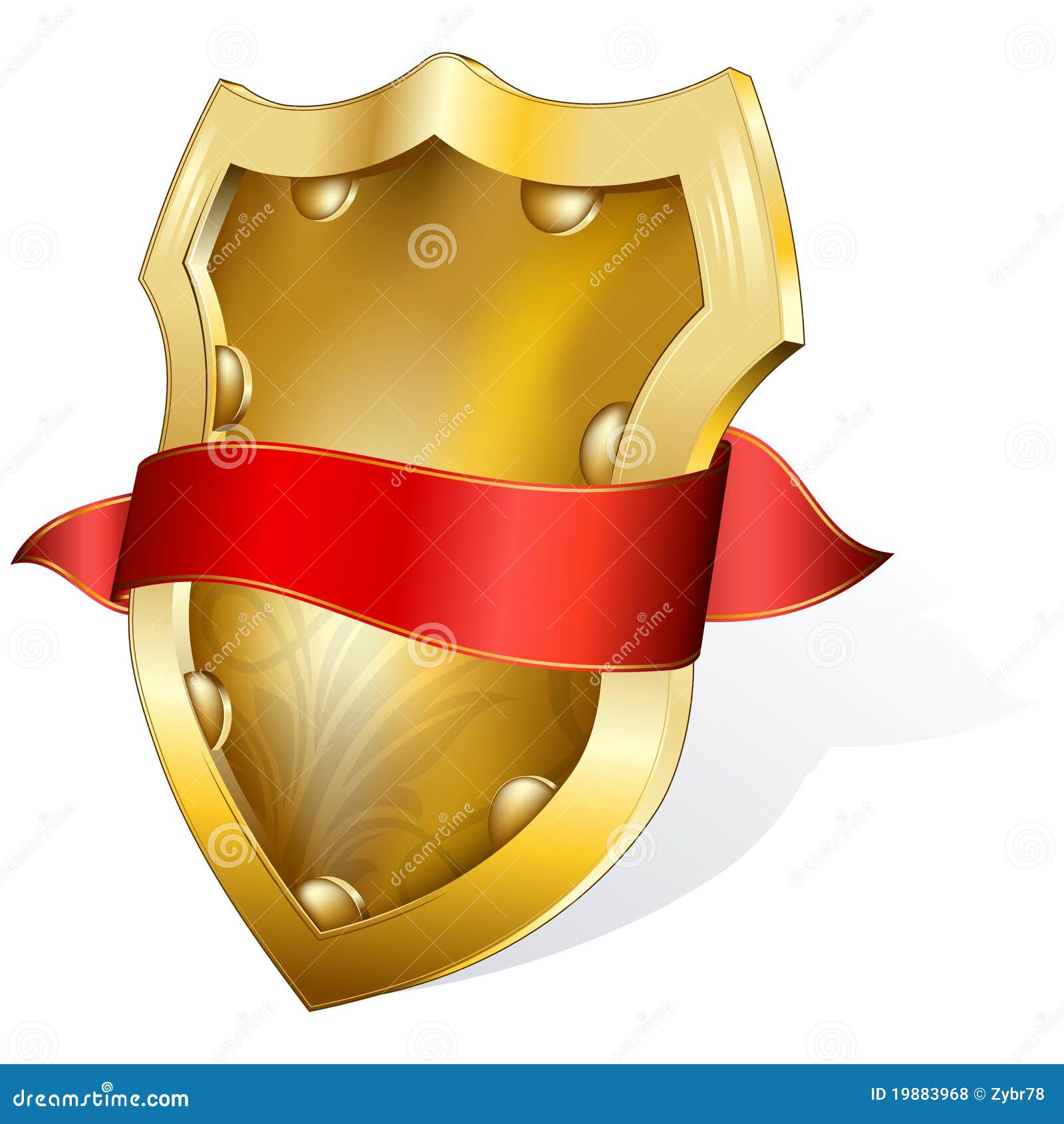 Gold shield with ribbon stock vector. Illustration of nobility - 19883968