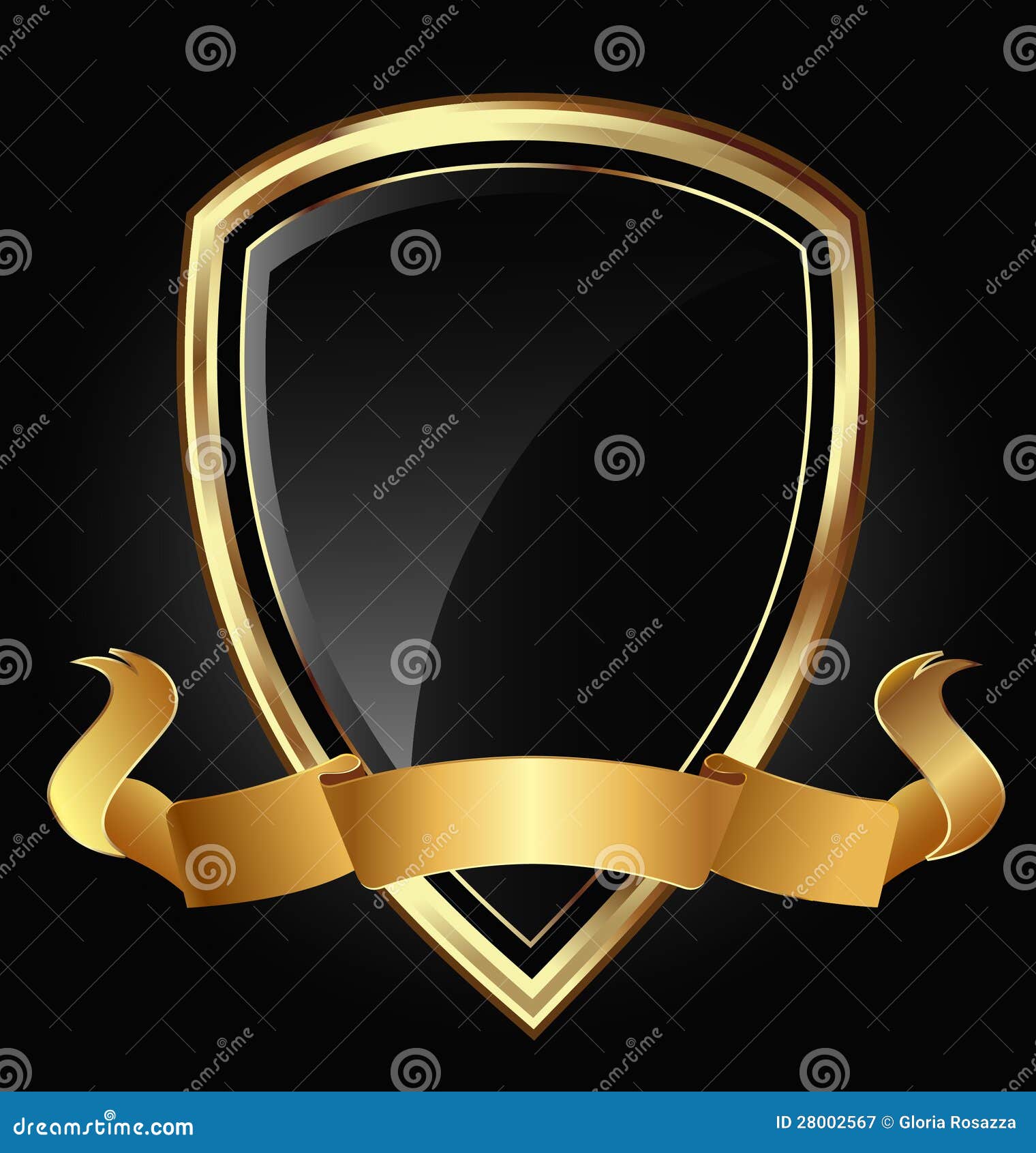 Gold shield and ribbon stock vector. Illustration of emblem - 28002567