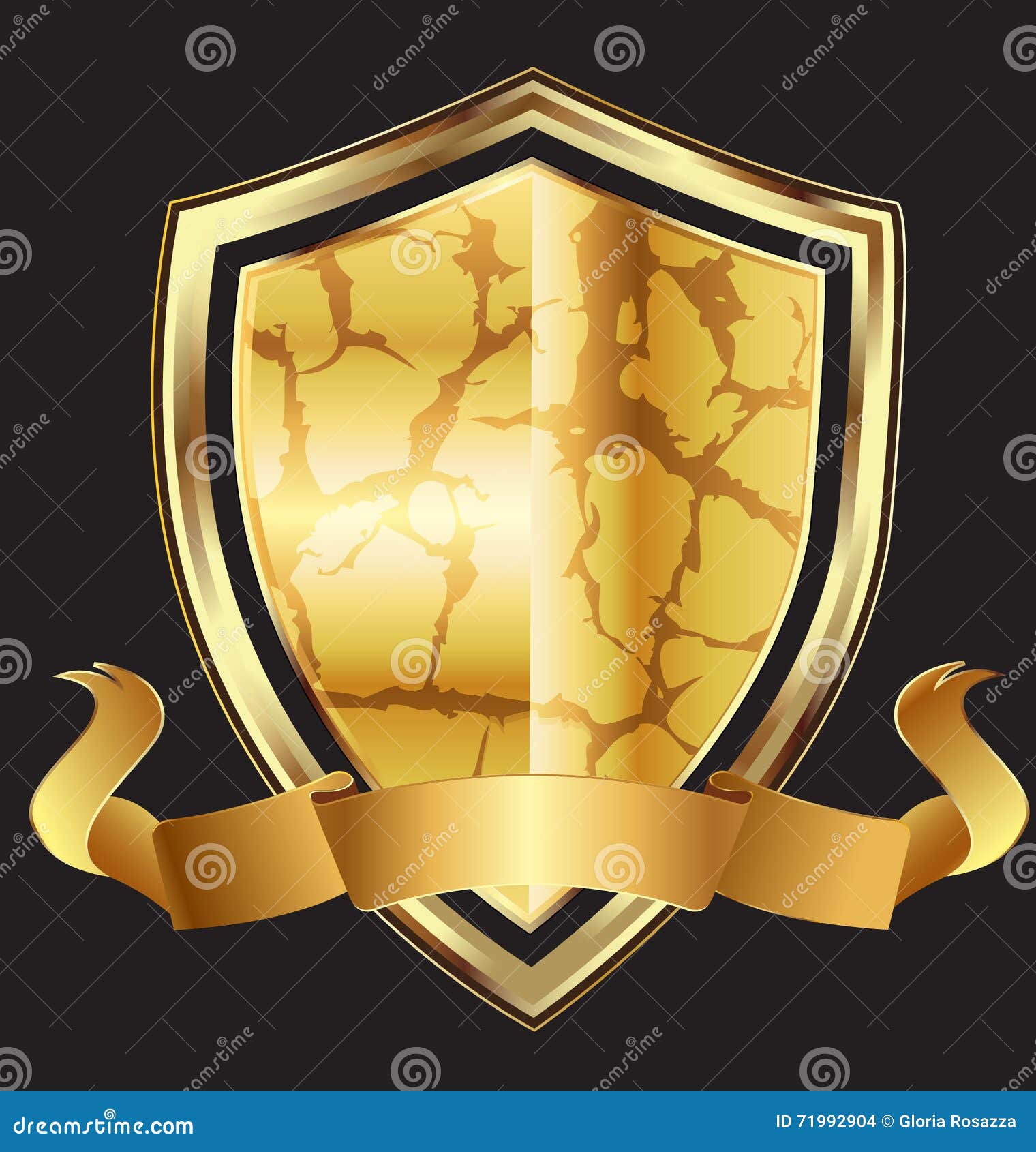 Gold Shield with Ribbon Design Stock Vector - Illustration of card ...