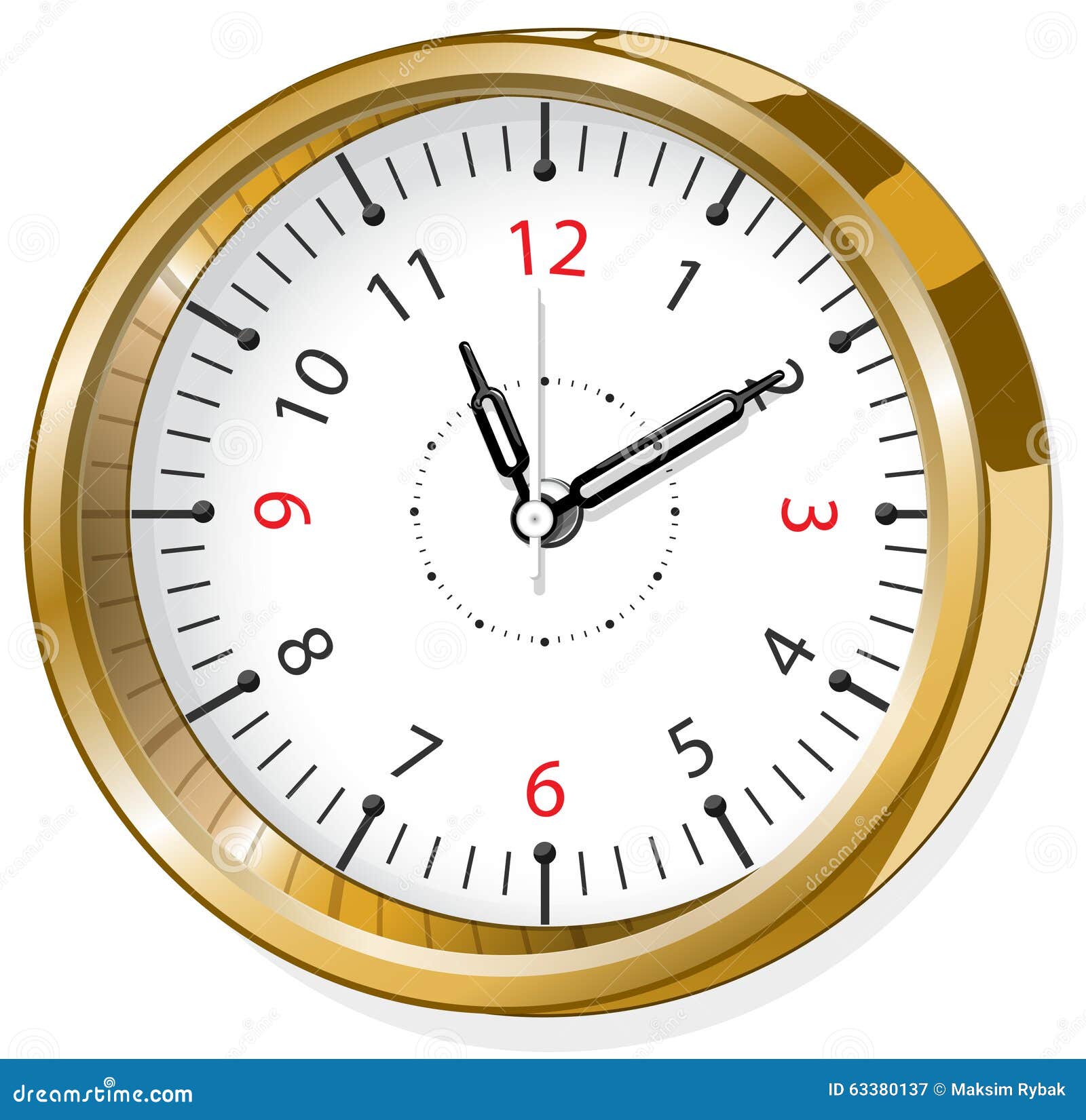 Gold shiny clock stock vector. Illustration of clockwise - 63380137