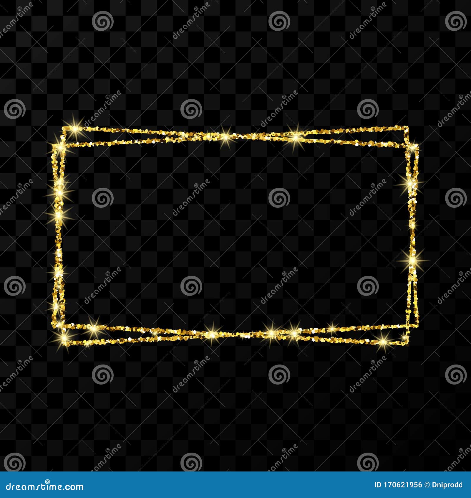 Gold Shiny Double Rectangle Frame with Light Effects Stock Vector ...