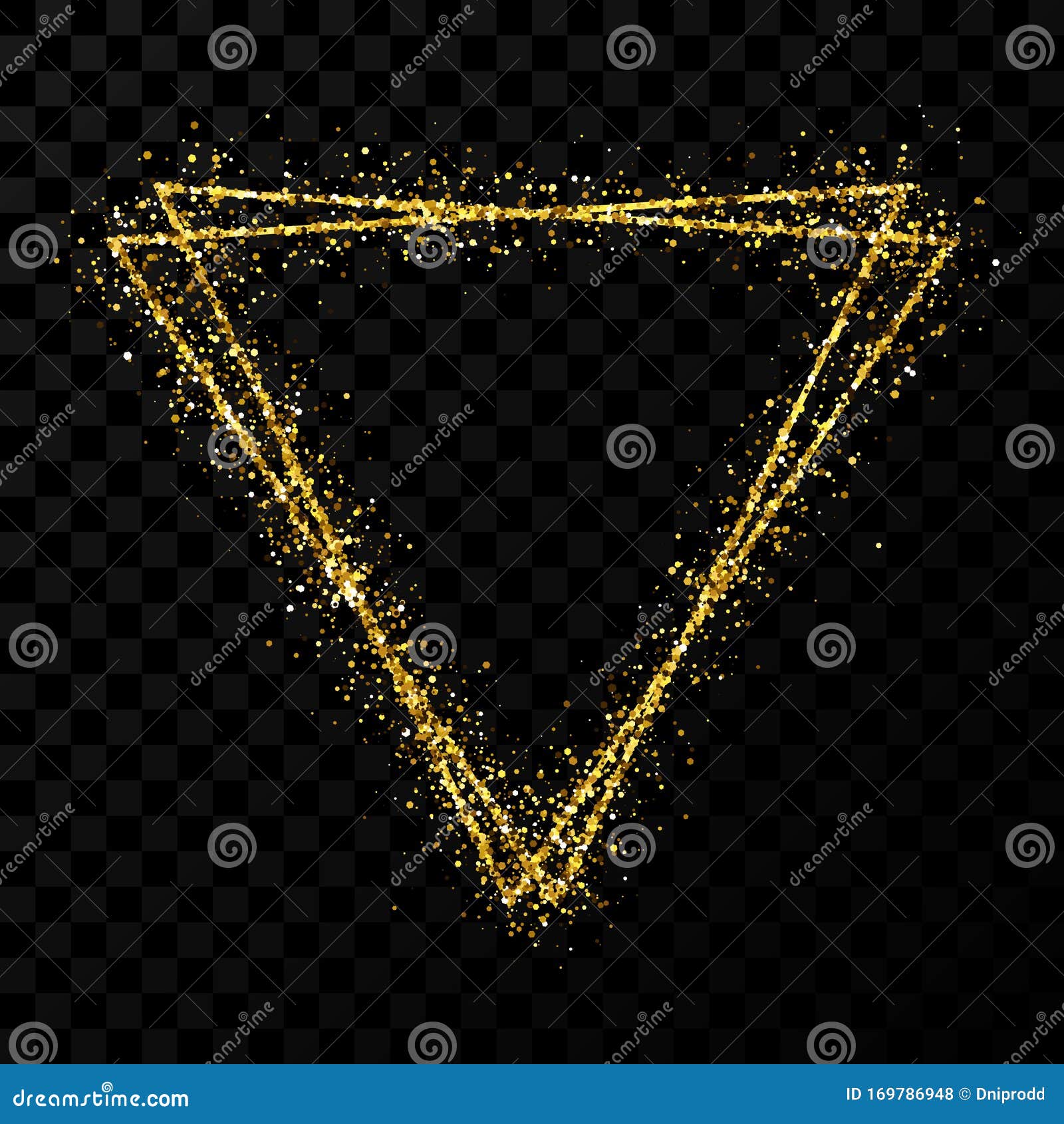 Gold Shiny Double Triangle Frame with Light Effects Stock Vector ...