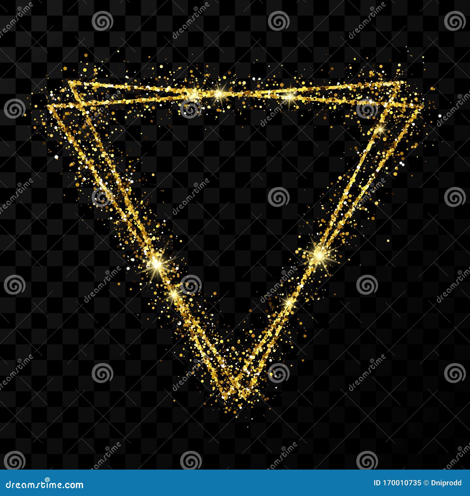Gold Shiny Double Triangle Frame with Light Effects Stock Vector ...