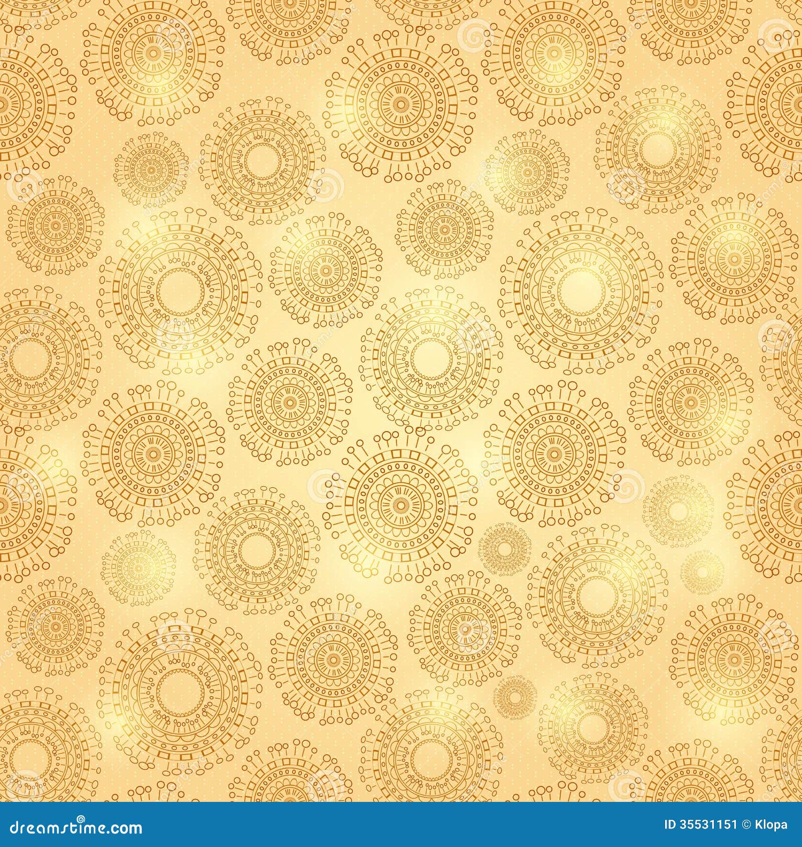 Gold Shiny Seamless Pattern with Round Elements Stock Vector ...