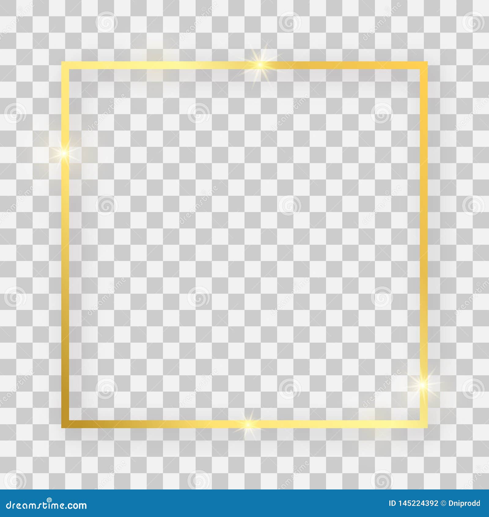 Gold Shiny Square Frame with Glowing Effects Stock Vector ...