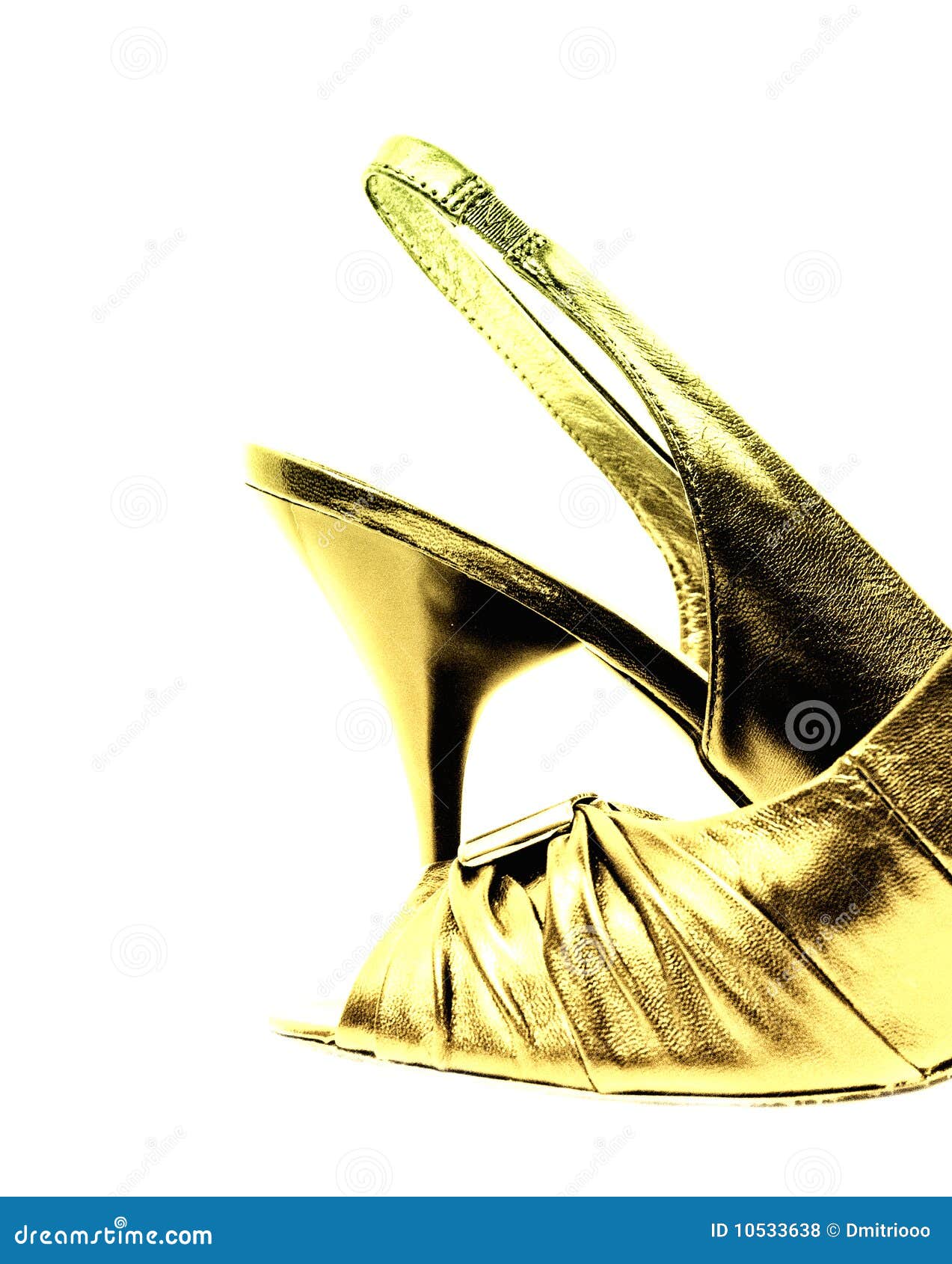 Gold Shoe Isolated on White Stock Photo - Image of clothing, girl: 10533638
